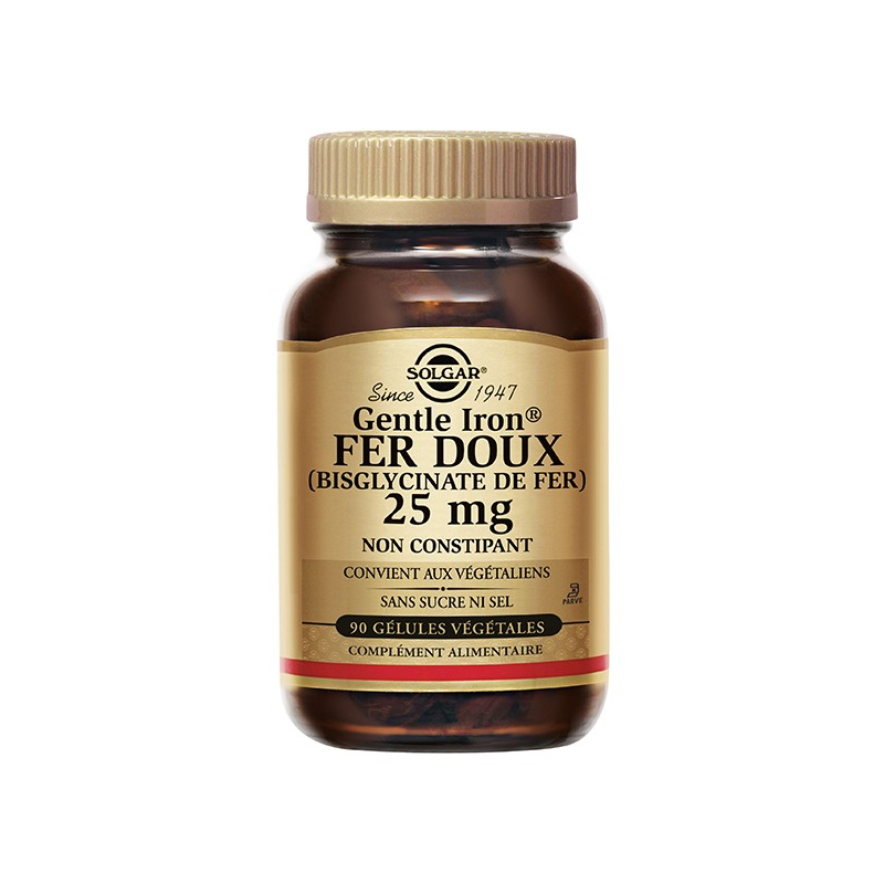 SOLGAR Gentle Iron Fer Doux 25MG Gélules boite de 90 | Pharmacie de la ...